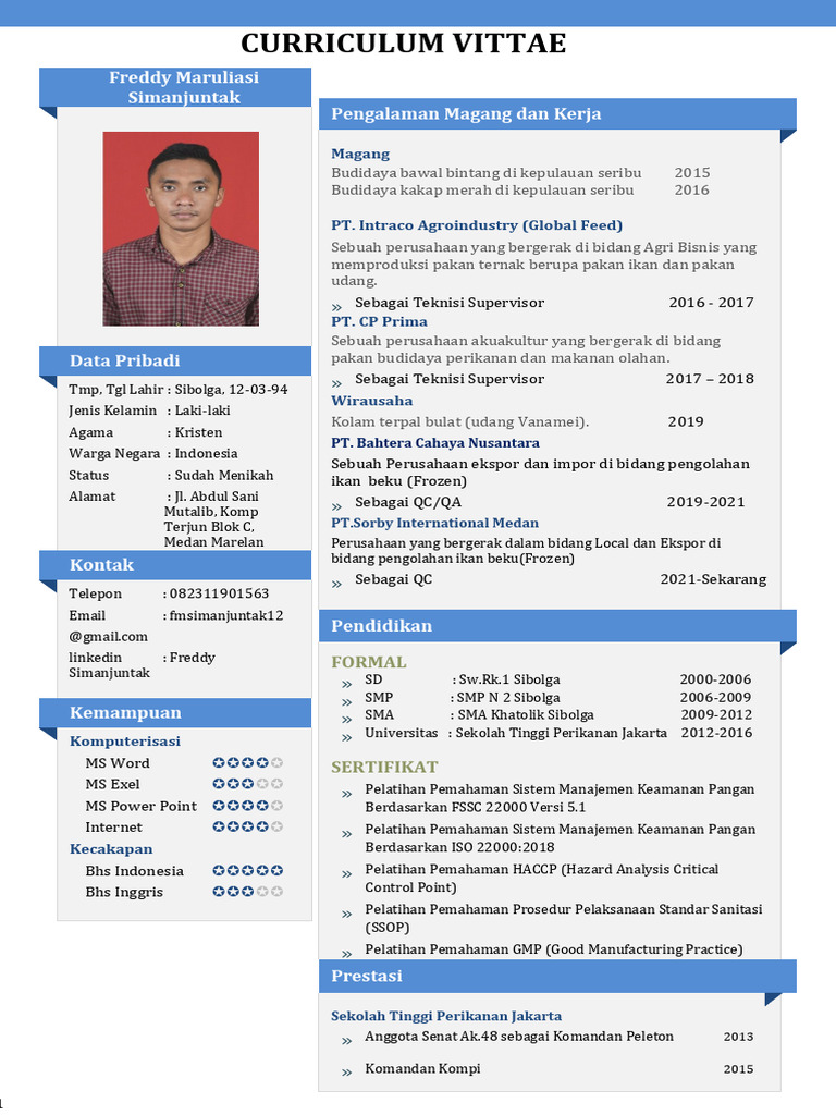 CV Freddy Simanjuntak | PDF