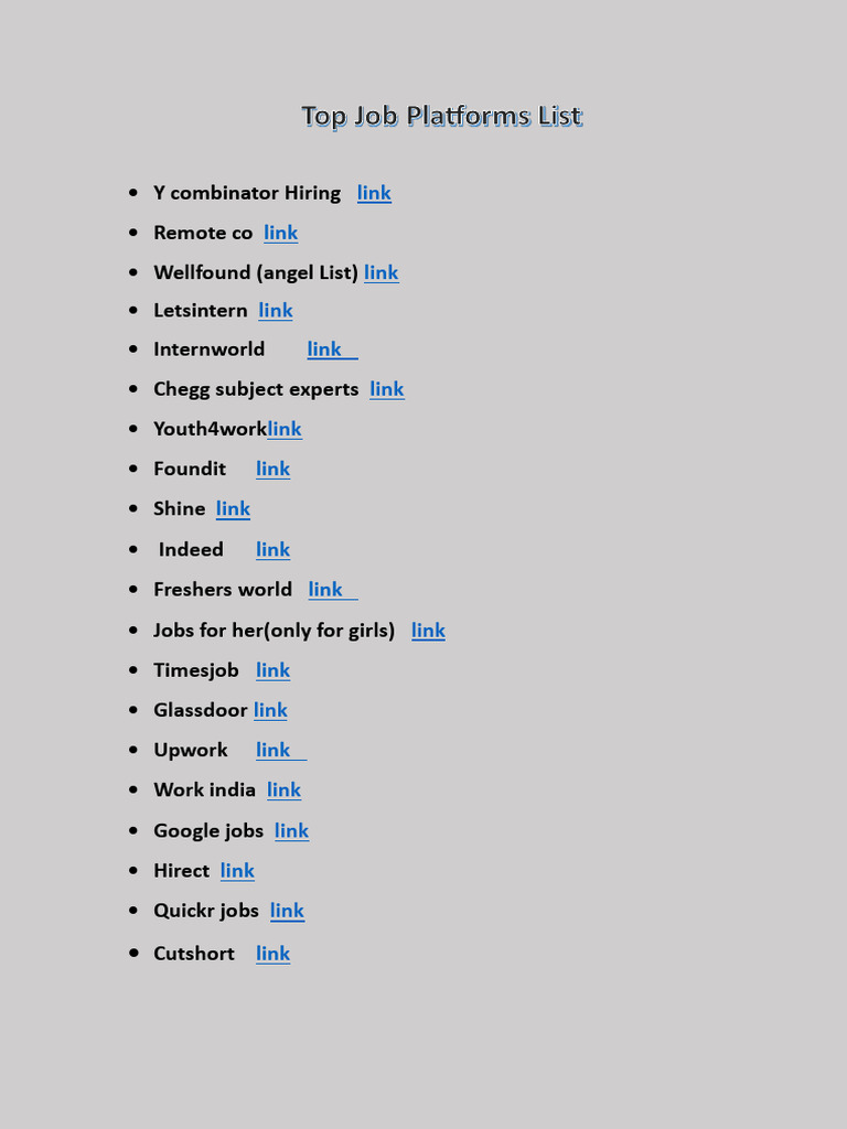 Top Job Platforms List | PDF