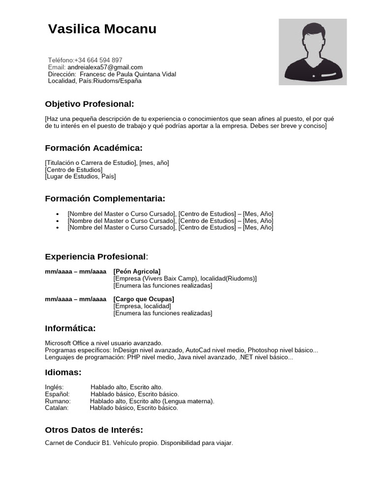 Curriculum Vitae Cronologico | PDF | Crecimiento personal y profesional