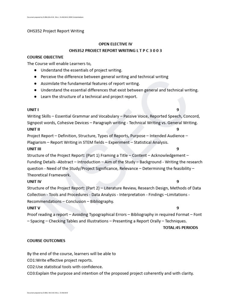 Project Report Writing | PDF | Plagiarism | Pronoun