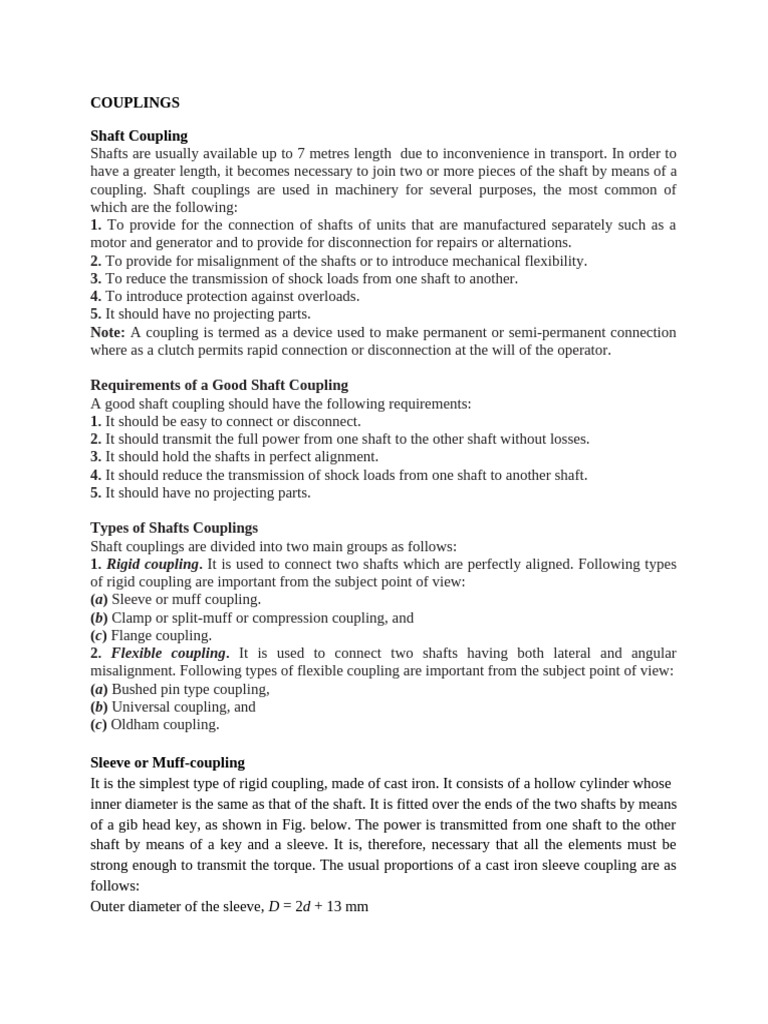 Topic 3 COUPLINGS | PDF | Mechanical Engineering | Machines