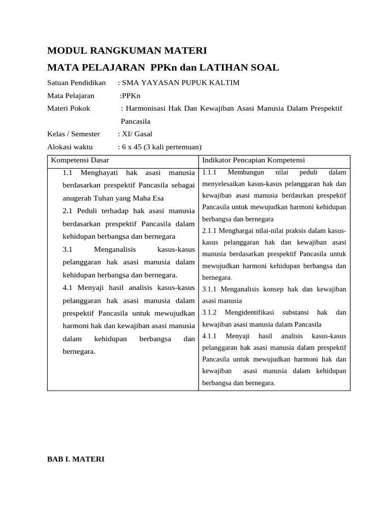 Modul Dan Pembahasan Soal HAM | PDF | Filsafat