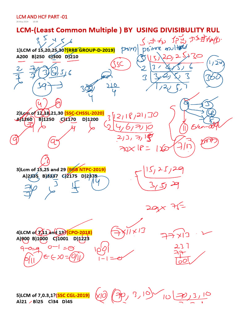 Lcm and Hcf Complete Notes | PDF | Mathematics | Discrete Mathematics