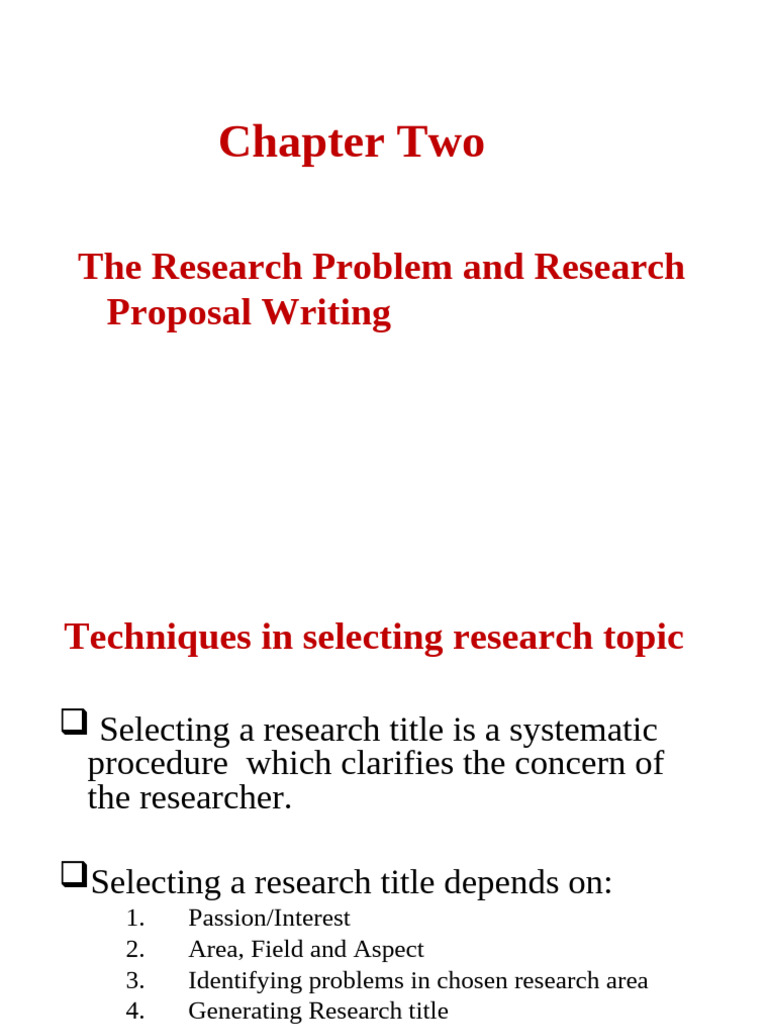 Chapter 2 (Research Problem & Proposal Writing) | PDF | Hypothesis ...