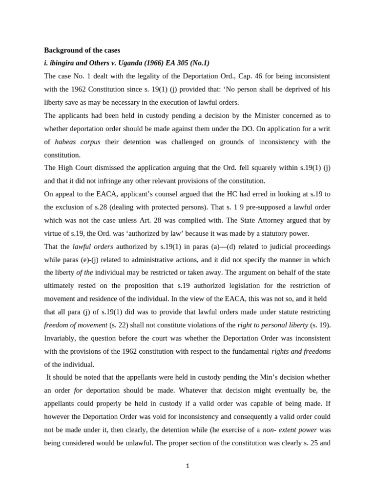 Ibingira Cases: Uganda's Constitutional Impact | PDF | Habeas Corpus ...