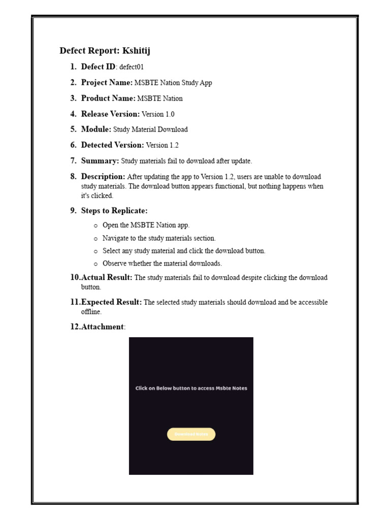 MSBTE App Download Issue Report | PDF