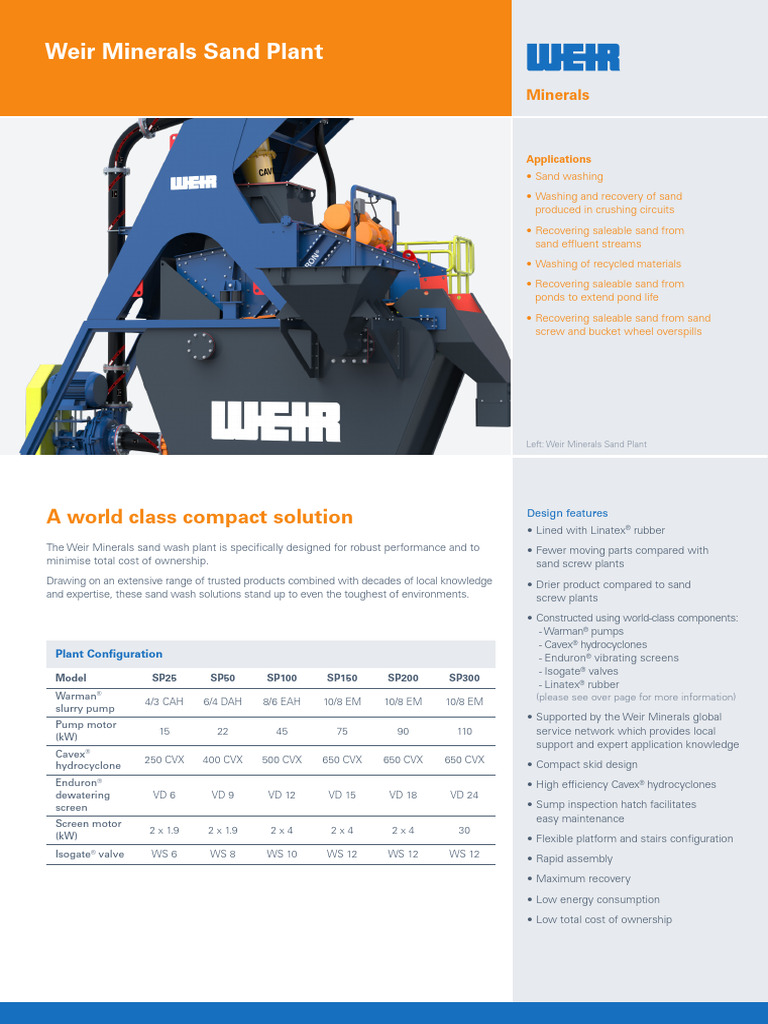 WMI Sand Wash Plant Spec Sheet_India | PDF | Pump