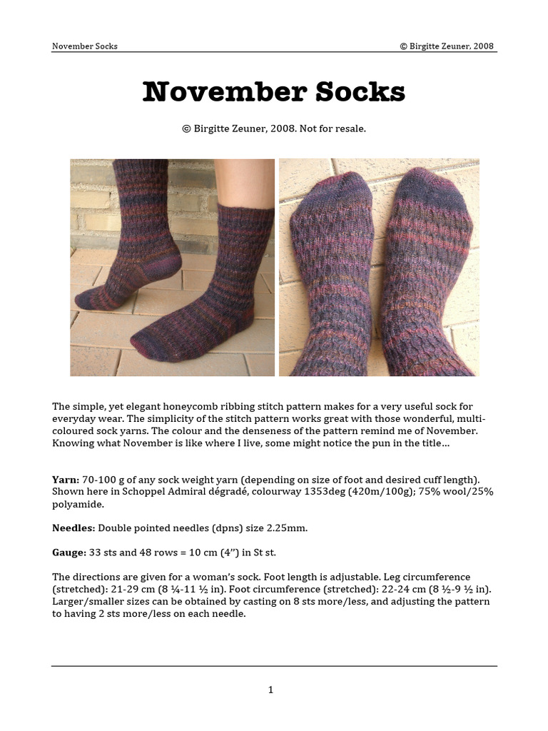 November Socks | PDF | Knitting | Knitting Needle