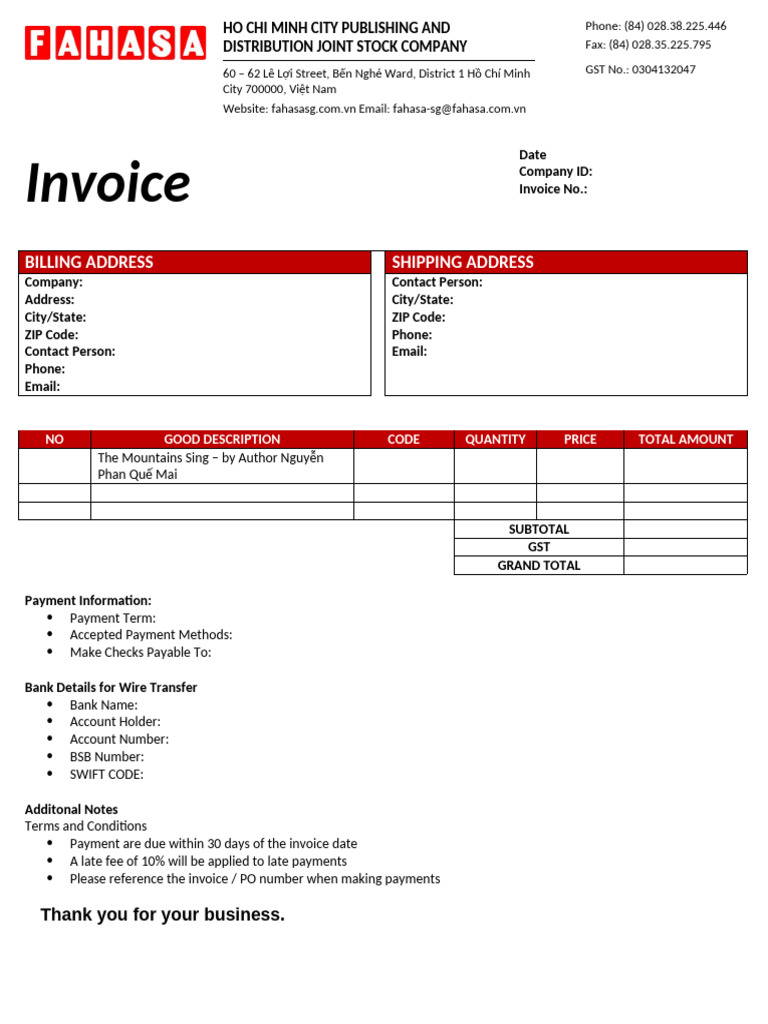 Fahasa Invoice | PDF