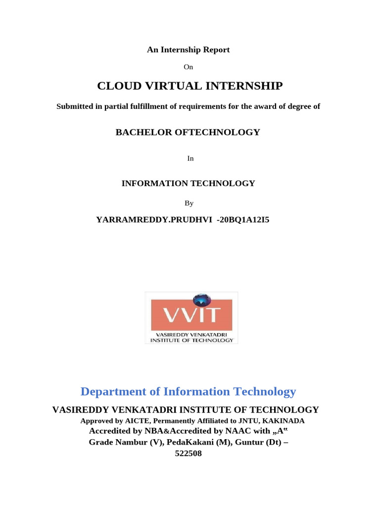 Cloud Virtual Internship Report | PDF | Amazon Web Services | Cloud ...