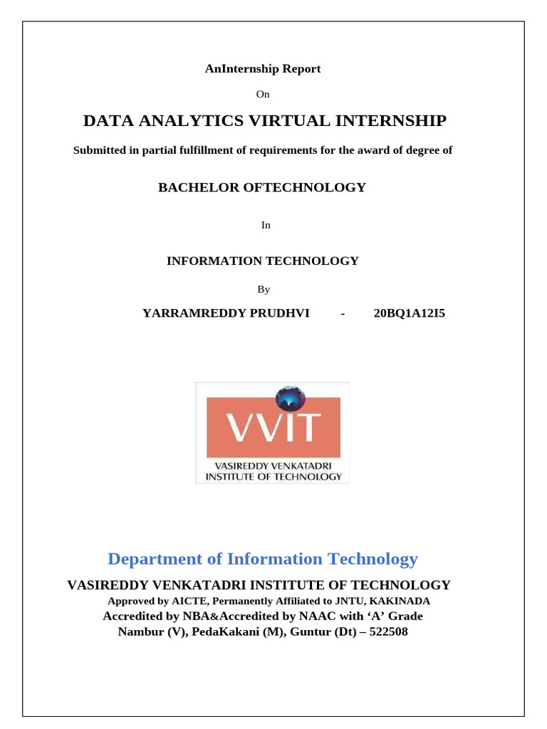 Data Analytics Virtual Internship Report | PDF | Amazon Web Services | Internet Of Things