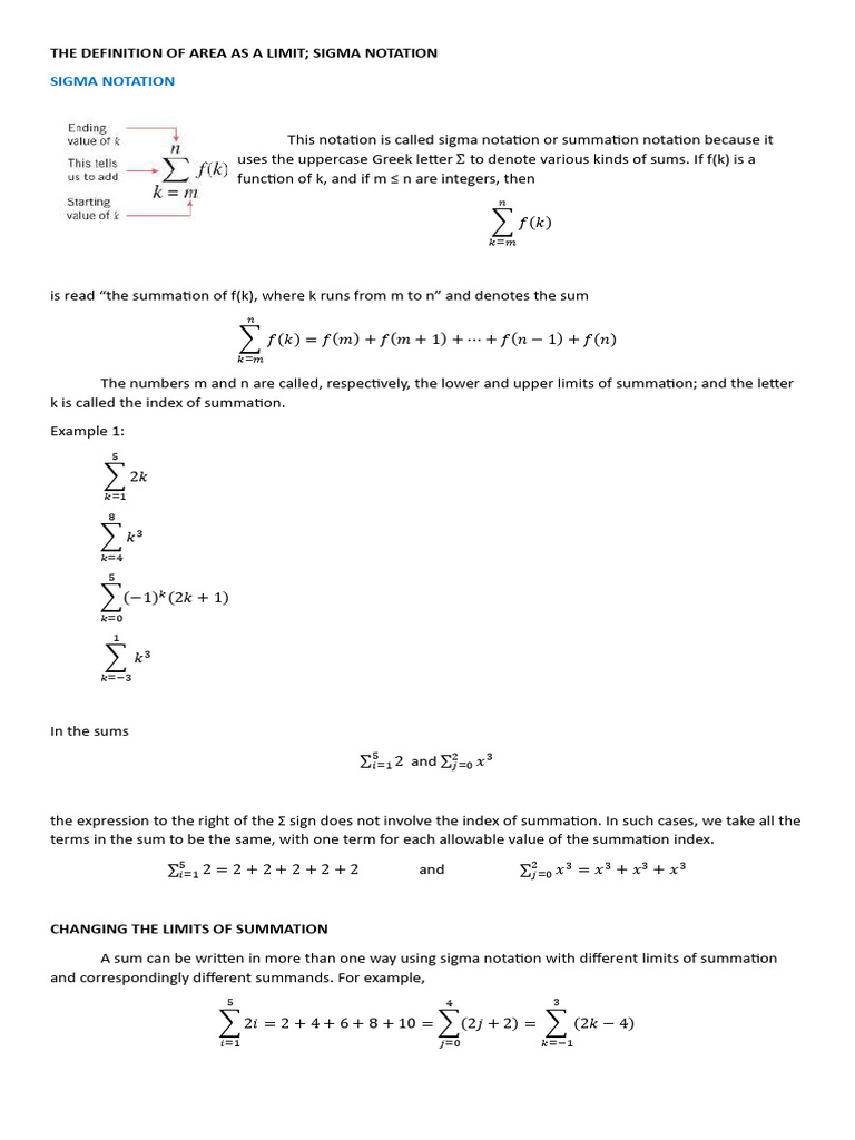 Math4 Lec3 Area Summation | PDF | Summation | Interval (Mathematics)
