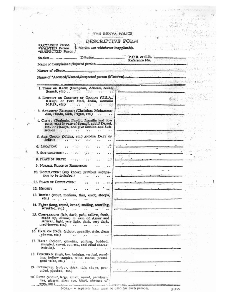 Police Descriptive Form | PDF