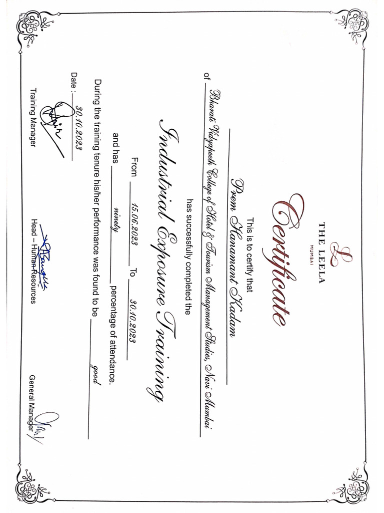 Prem Certificate | PDF