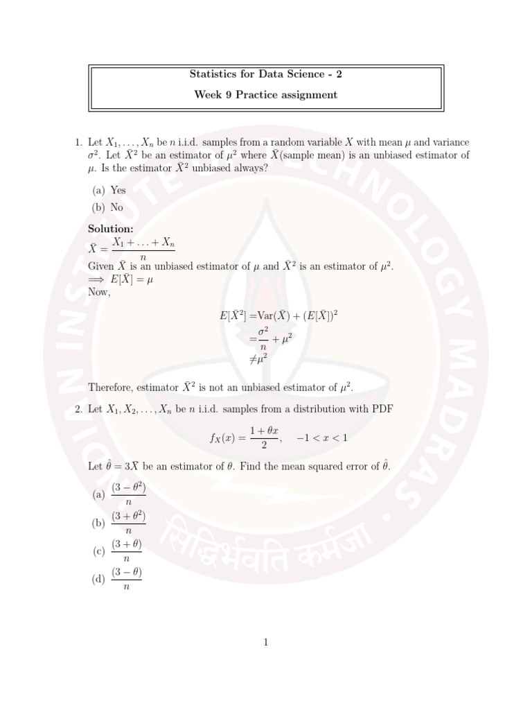 W9PS | PDF | Estimator | Bias Of An Estimator