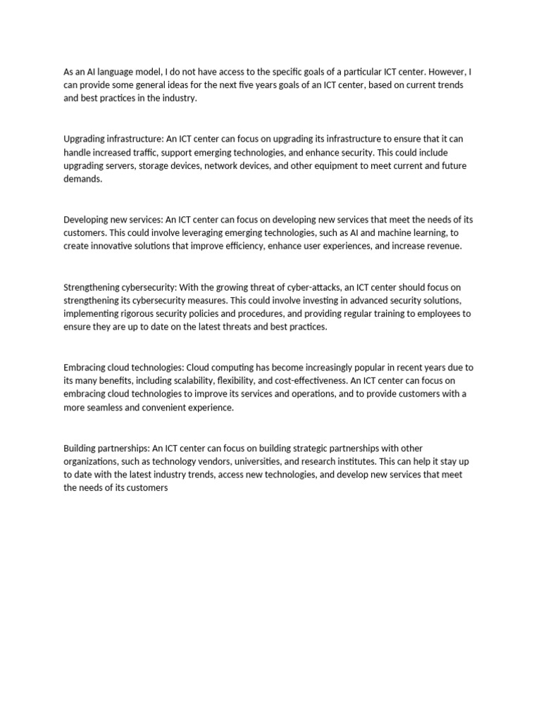 Future Goals for ICT Centers: Strategies | PDF | Computers