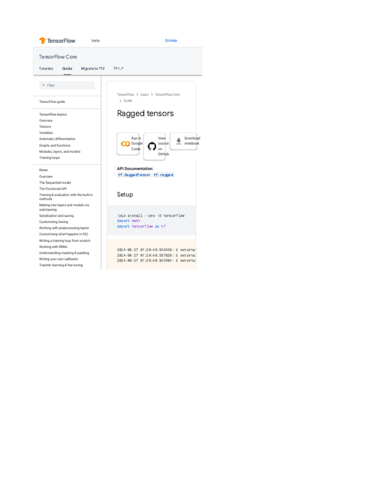 WWW Tensorflow Org Guide Ragged - Tensor | PDF | Algorithms | Computer Science