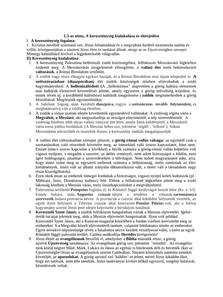 1.3 Kereszténység, Zsidó Vallás | PDF