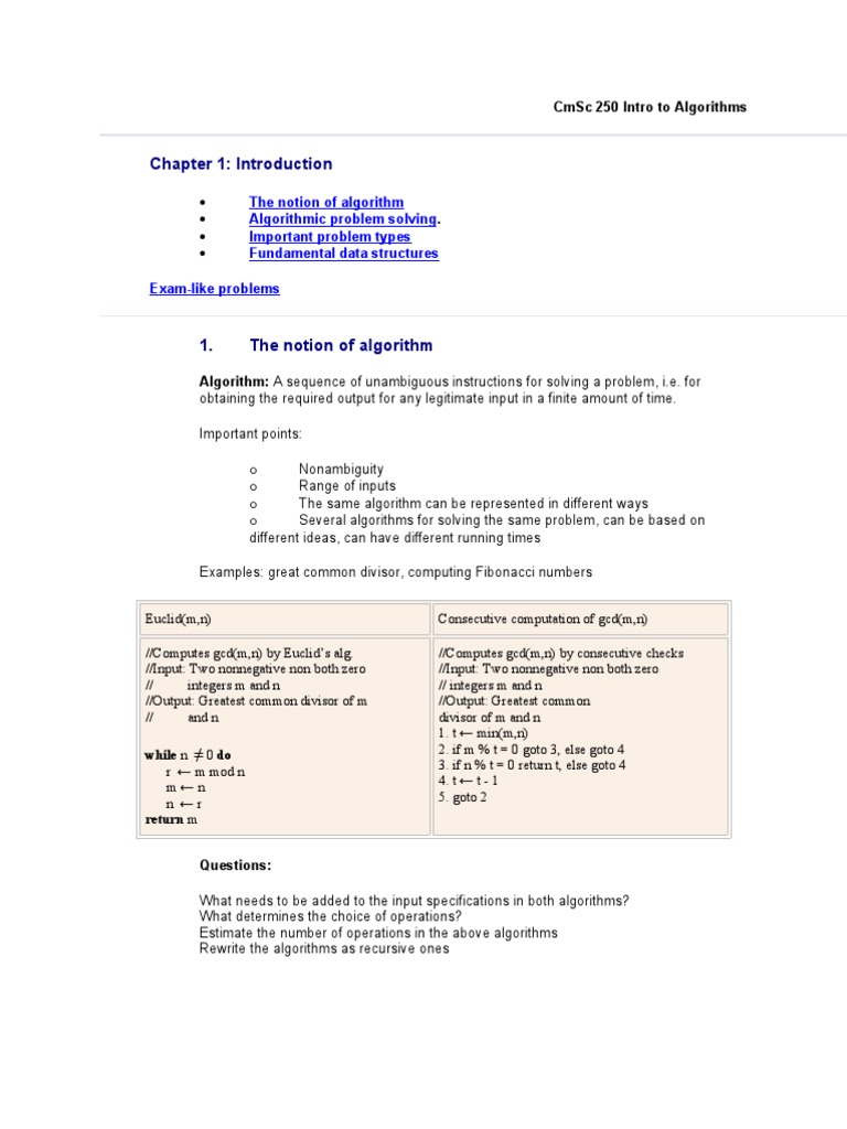 CMSC 250 Intro To Algorithms | PDF | Algorithms | Data Type