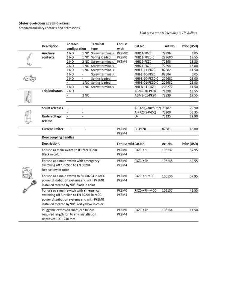 Motor Protection Circuit Breakers Pricing | PDF | Switch | Electrical ...