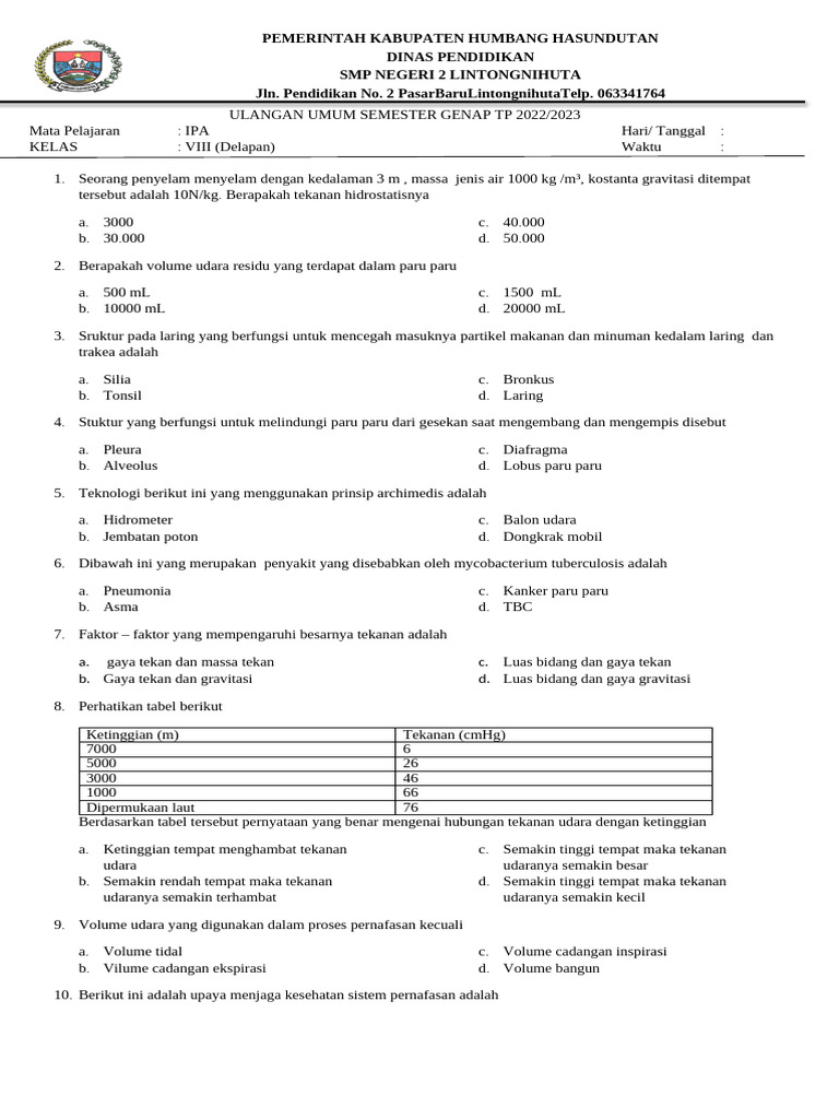 Soal Ipa Kelas Viii | PDF