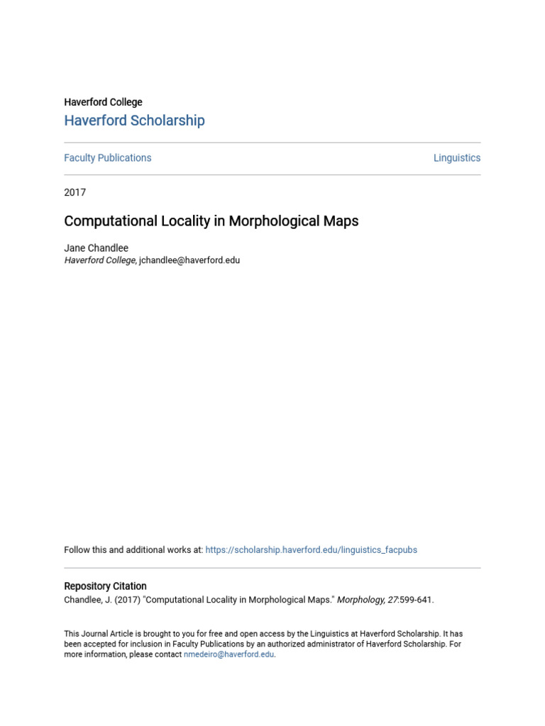 Computational Locality in Morphological Maps | PDF | Morphology (Linguistics) | Syntax
