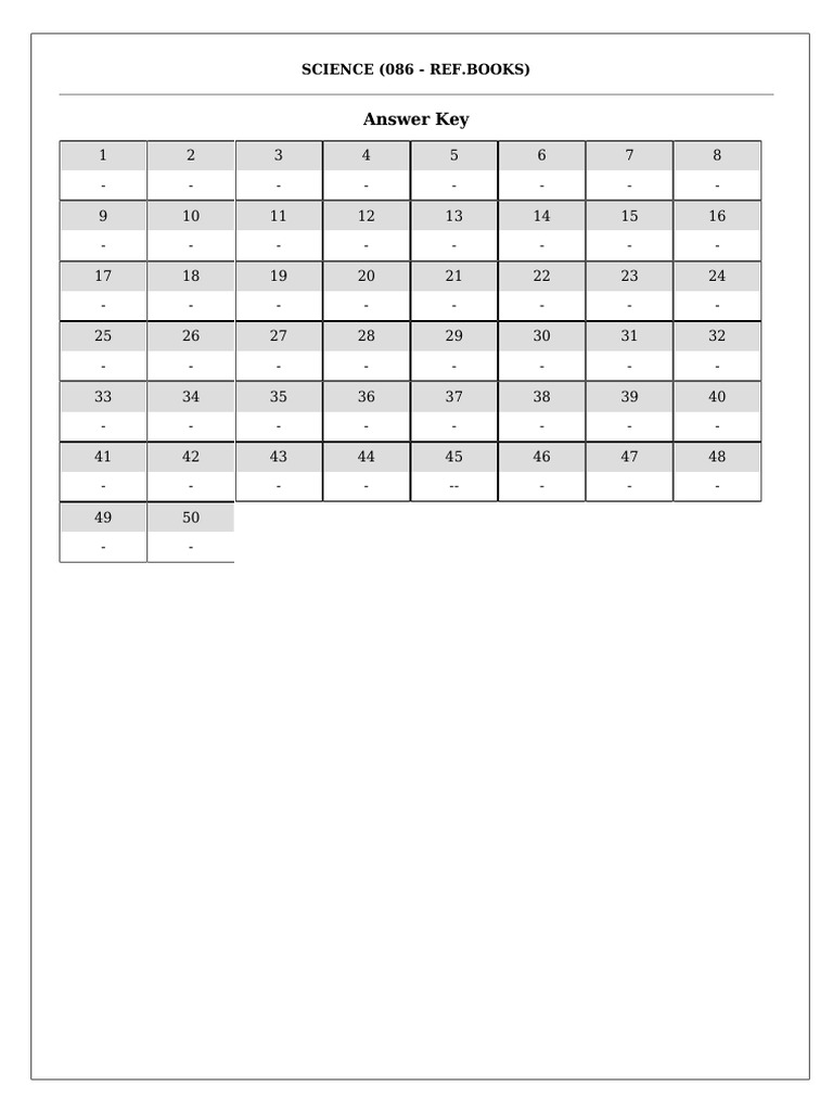 Answer Key: Science (086 - Ref - Books) | PDF | Hormone | Nervous System