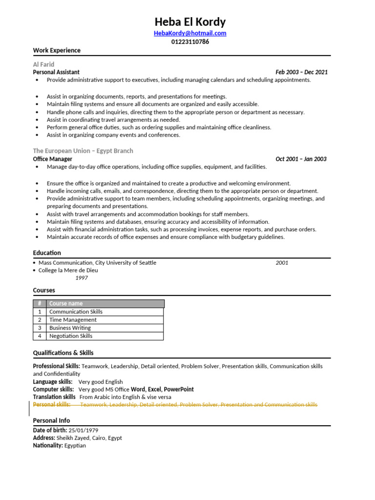 Heba El Kordy CV - 2024 | PDF