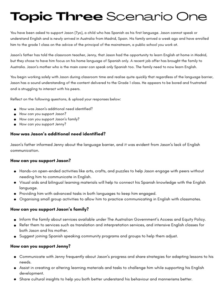 Topic Three Scenario | PDF | English Language | Learning