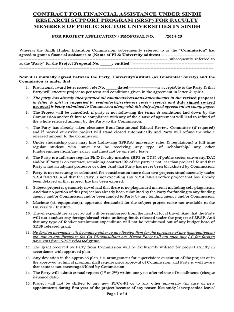Agreement Paper SRSP 2024 25 | PDF | Expense | Audit