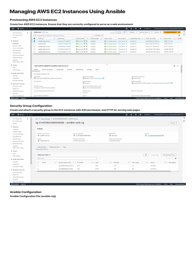 Managing AWS EC2 Instances Using Ansible (1) | PDF