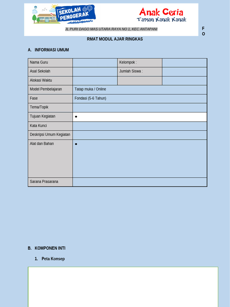 Format Modul Ajar Ringkas | PDF