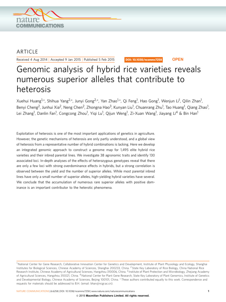 2014-Genomic Analysis of Hybrid Rice Varieties Reveals Numerous ...