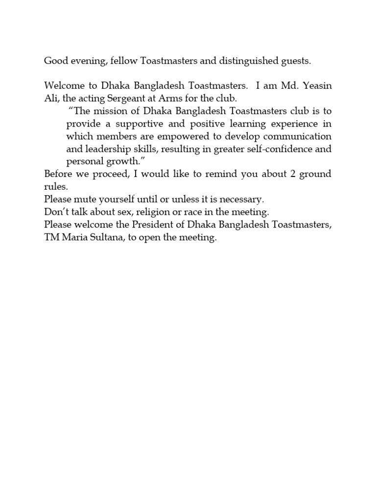 Sergent at Arms Speech | PDF