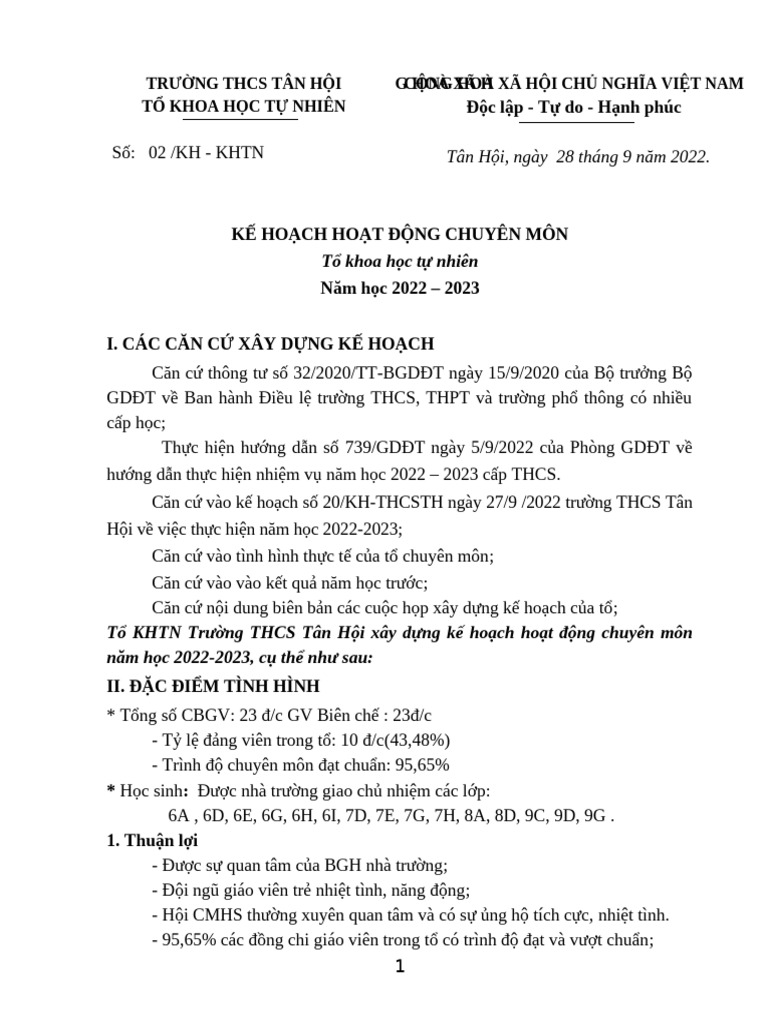 KH - KHTN (1) Mới chuẩn 2022- 2023 | PDF