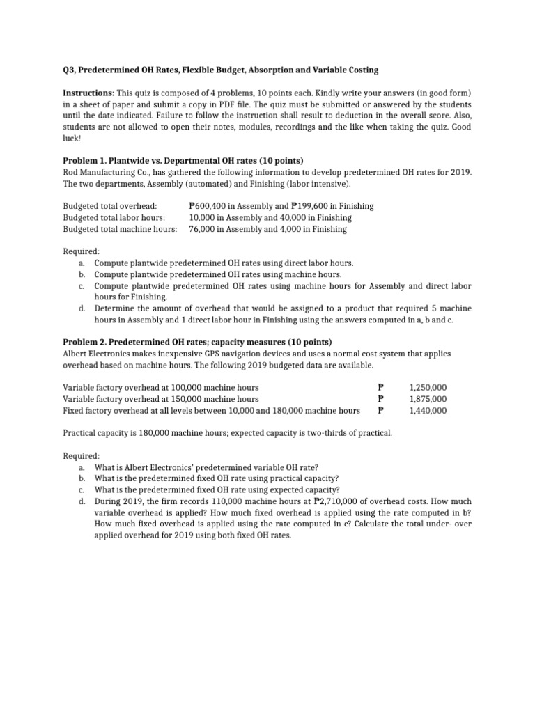 Q3 - Predetermined OH Rates Etc. | PDF | Business Economics | Economies