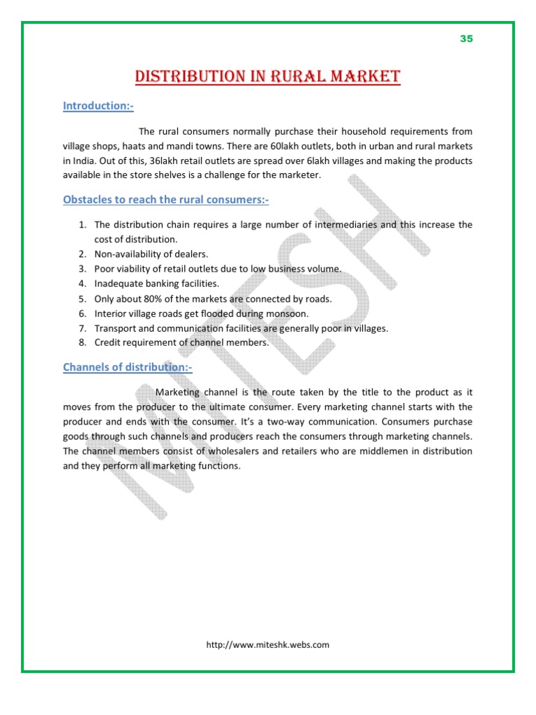 Distribution in Rural Market. | PDF | Retail | Business Process Management