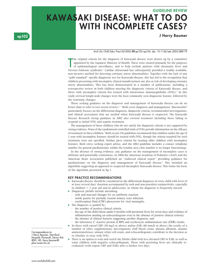 Kawasaki Incomplete | PDF | Causes Of Death | Medical Specialties