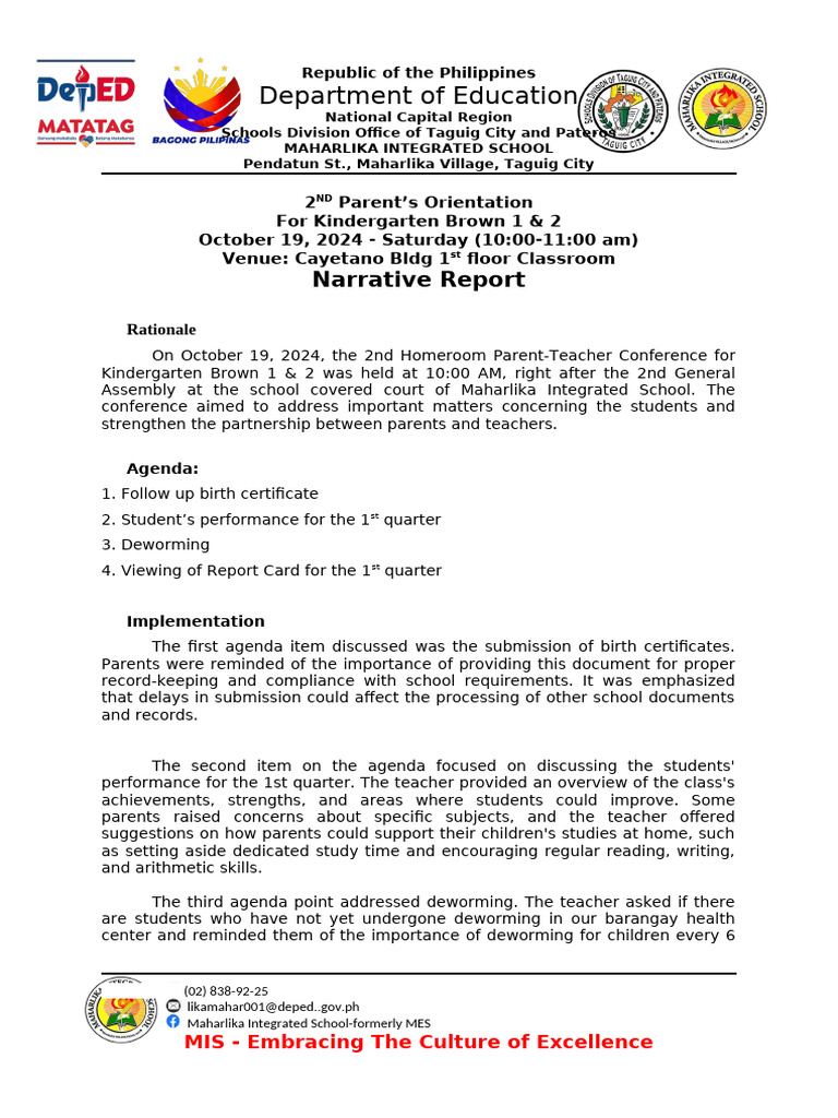 Accomplishment Report Card Brown 1ST Quarter | PDF | Teachers ...