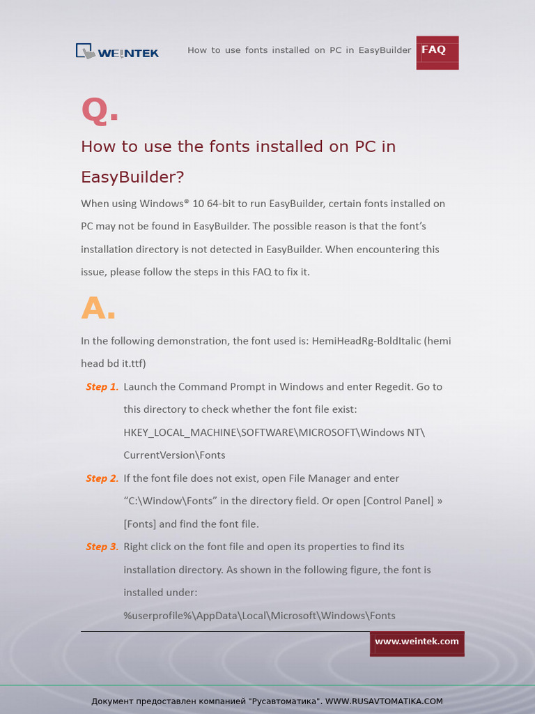 FAQ 110 Installed Font Missing in EasyBuilder Eng | PDF