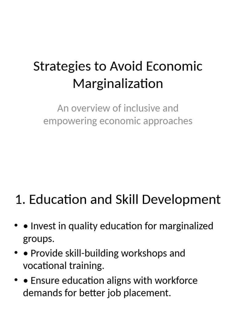 Strategies To Avoid Economic Marginalization | PDF