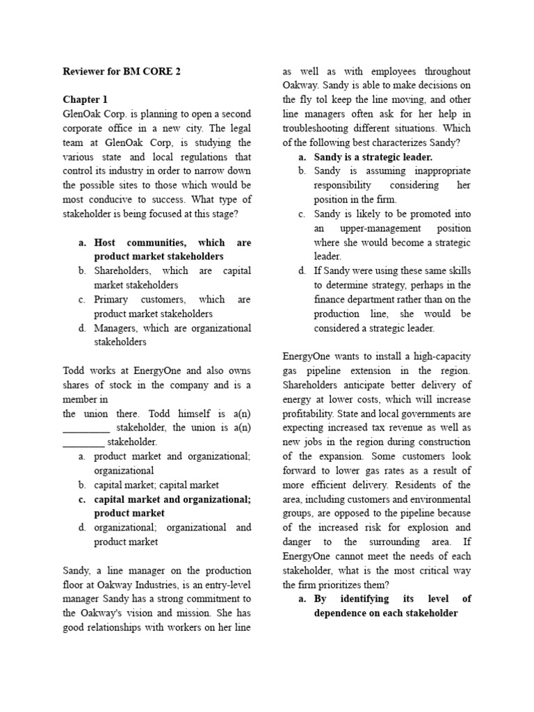 Reviewer For BM CORE 2 1 | PDF | Strategic Management | Competitive Advantage