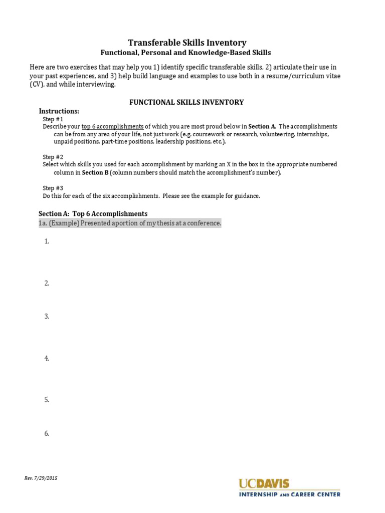 Transferable Skills Inventory | PDF | Information | Body Language