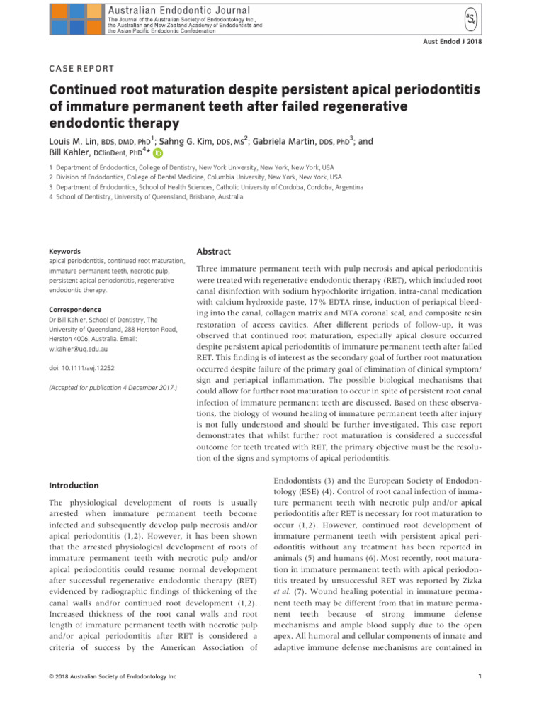 2018 Continued Root Maturation Despite Persistent Apical Periodontitis ...
