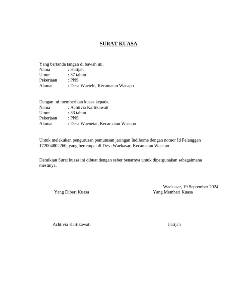 Format Surat Kuasa | PDF