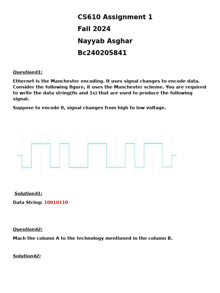 CS610 Assignment 1 Fall 2024 Nayyab Asghar Bc240205841: Question#1 | PDF