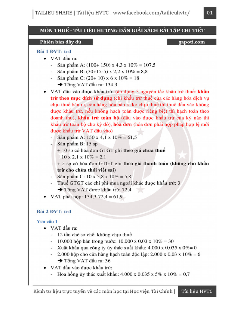 Giai bai tap tham khao 1 | PDF