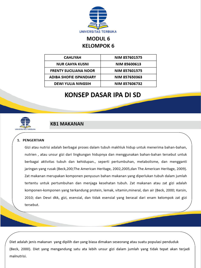 Konsep Dasar IPA: Gizi dan Kesehatan | PDF