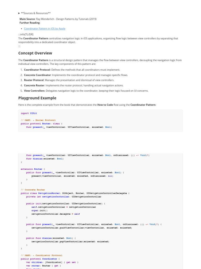 Explain Coordinator Pattern | PDF | Software Development | Computer ...