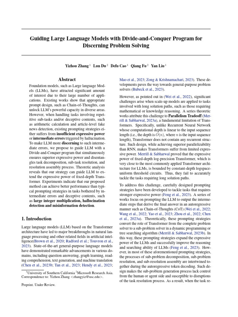 Guiding Large Language Models With Divide And Conquer Program For Discerning Problem Solving
